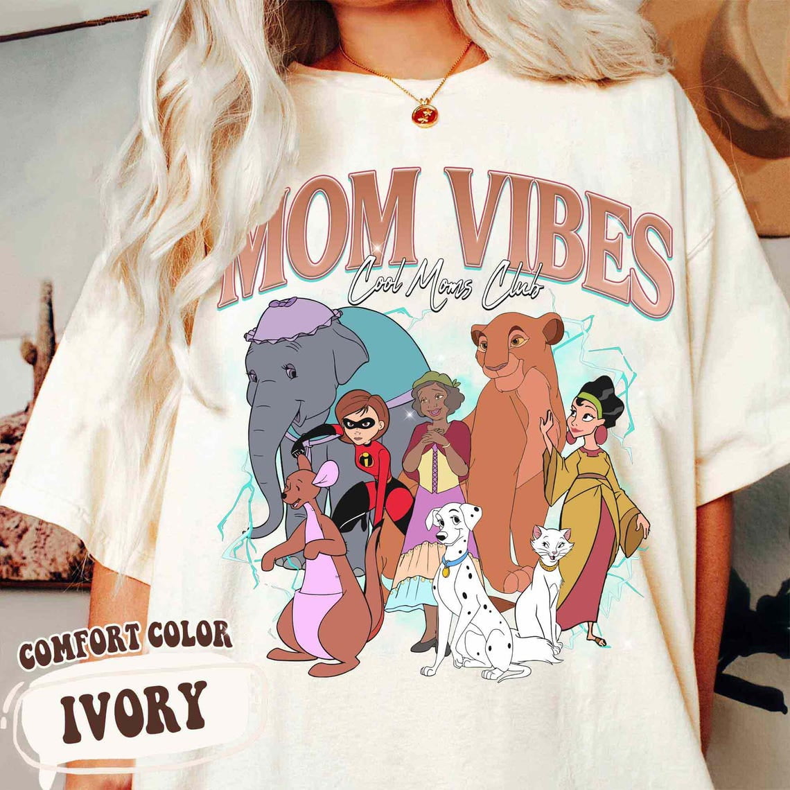 Comfort Colors Vintage Disney Mom Vibes Portrait T-shirt, Queen Sarabi ...