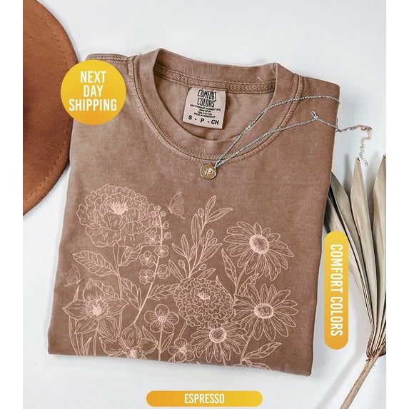 Comfort Colors® Vintage Pressed Flowers Shirt, Boho Cottagecore Shirt ...