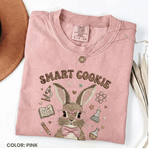 Comfort Colors Women's "Bubble Gum Bunny" Easter T-Shirt, Coquette Bow ...