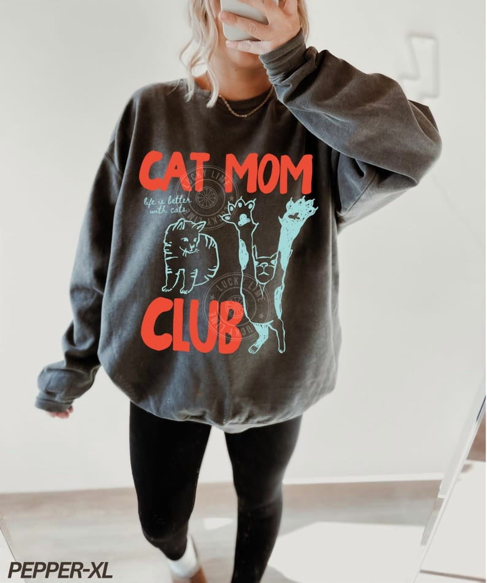 Comfort Colors sweatshirt for mommy cats, Cute cat-themed sweatshirt ...
