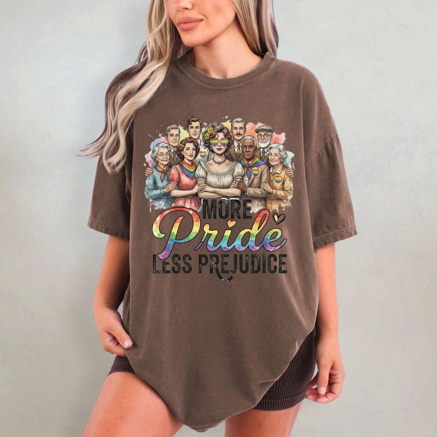 Comfort Colors unisex LGBTQ Pride T-Shirt, "More Pride Less Prejudice ...
