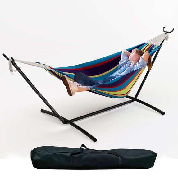 Comfort Double Hammock with Stand Adjustable Double-Layer Chair Sturdy ...
