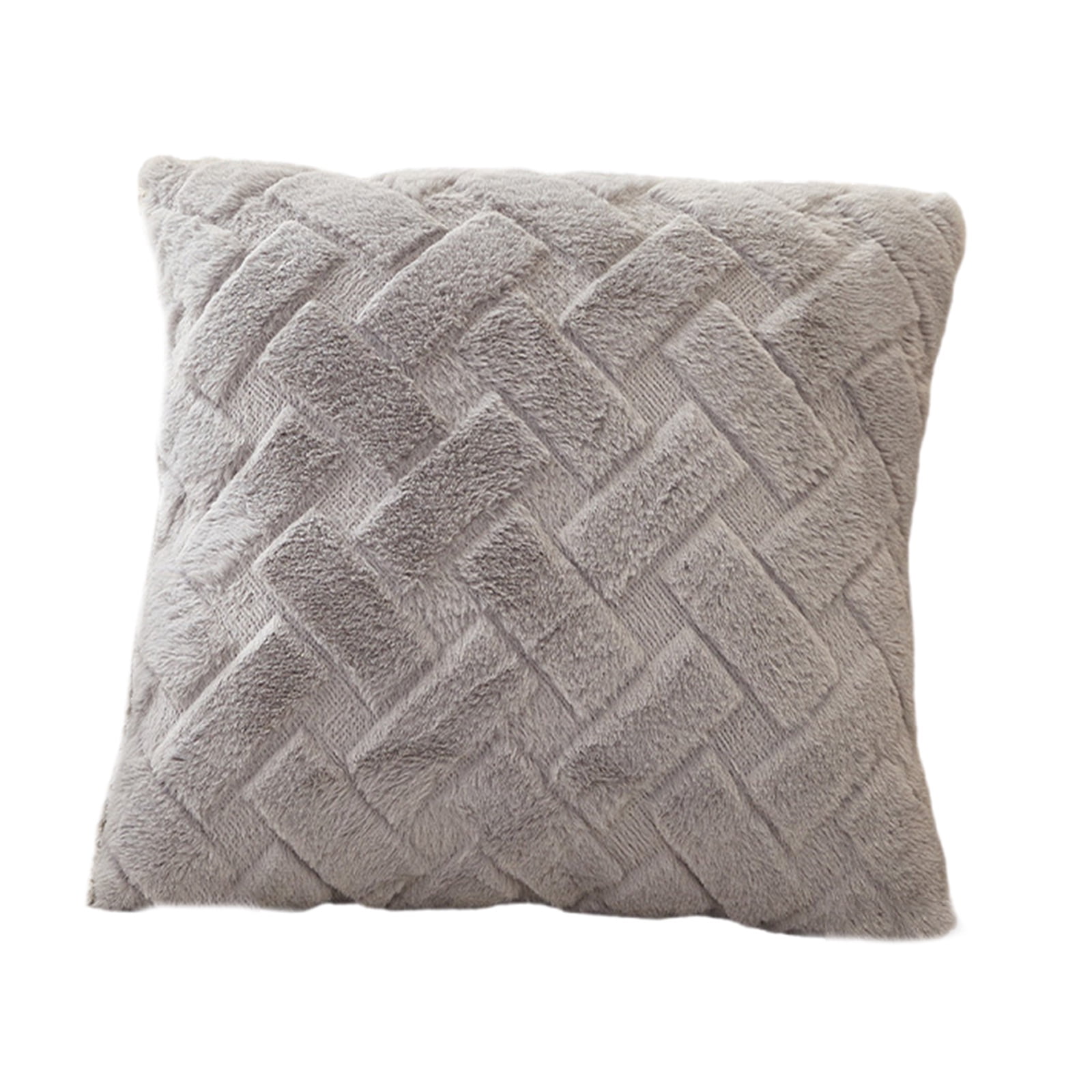 Comfort Faux Furry Sofa Pillow Covers in Subtle Striped Adding Warmth ...