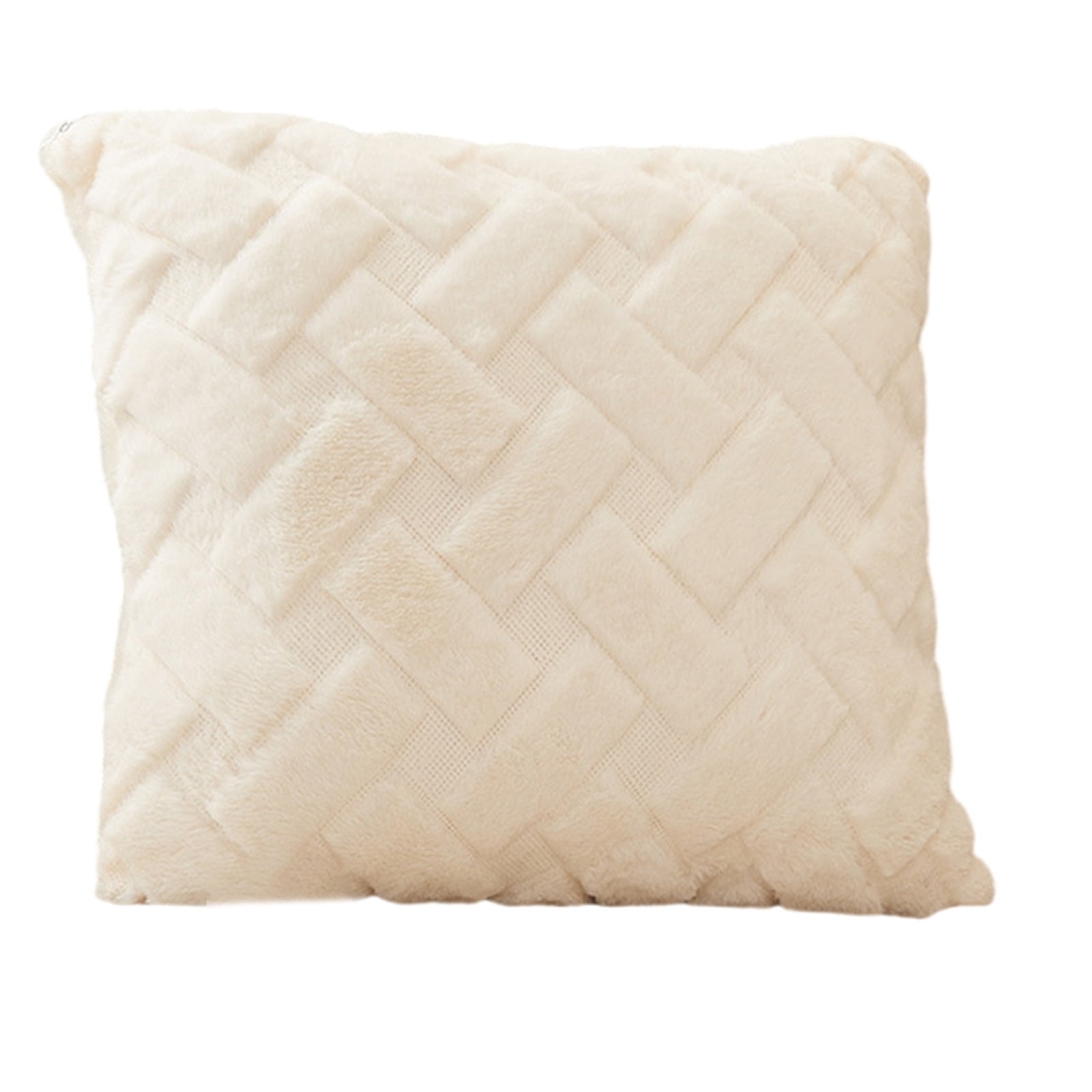Comfort Faux Furry Sofa Pillow Covers in Subtle Striped Adding Warmth ...