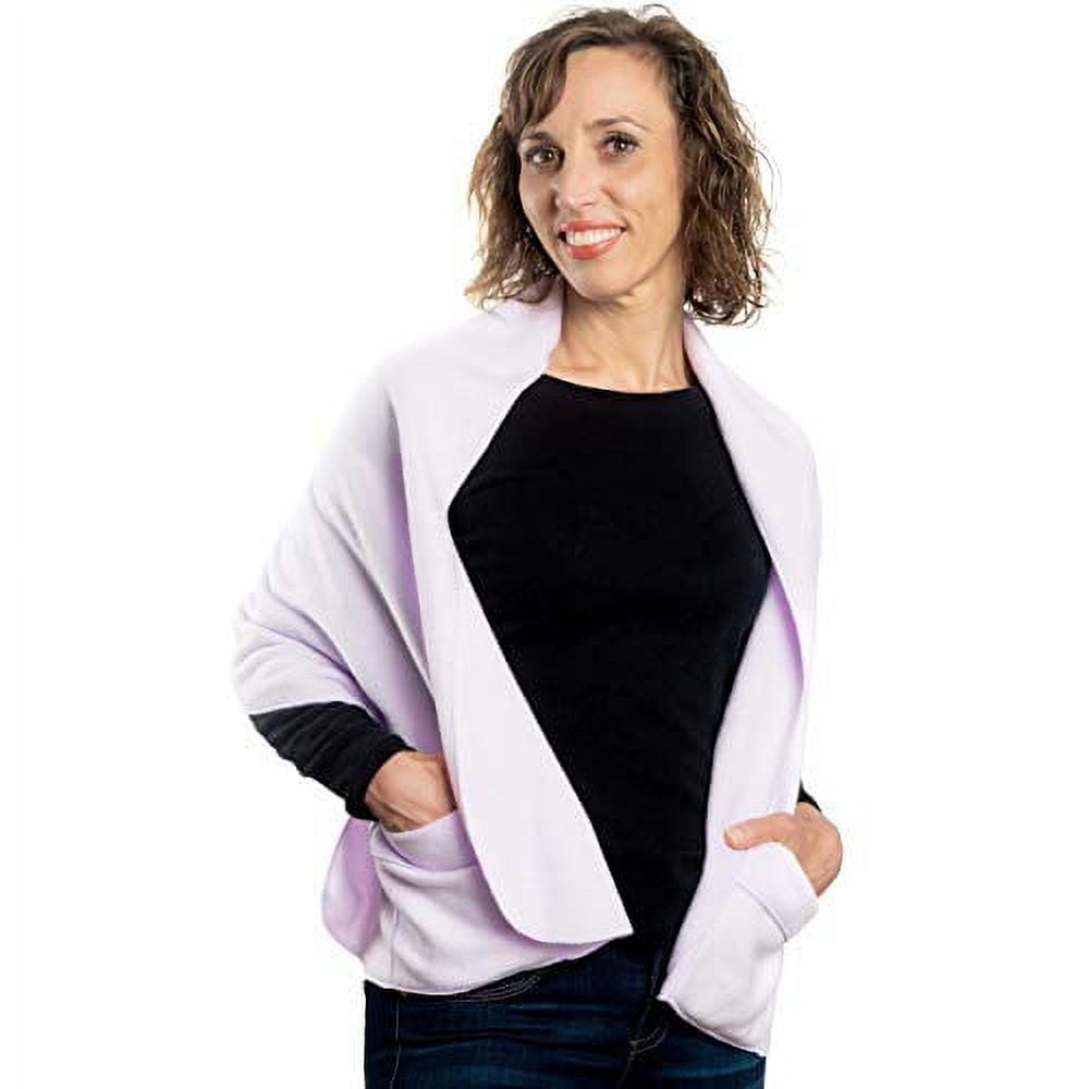 Comfort Finds Polar Fleece Shawl with Pockets Lavender - Pack of 2 ...