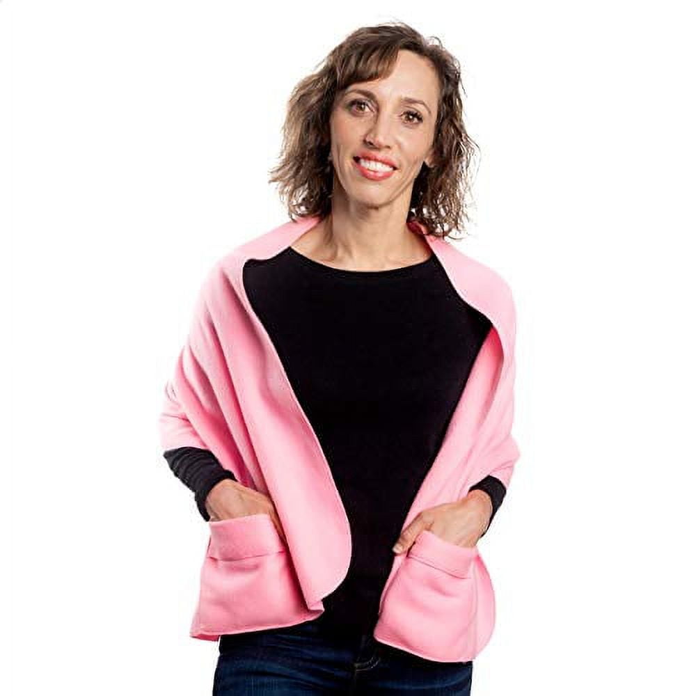 Comfort Finds Polar Fleece Shawl with Pockets Pink - Pack of 2 ...