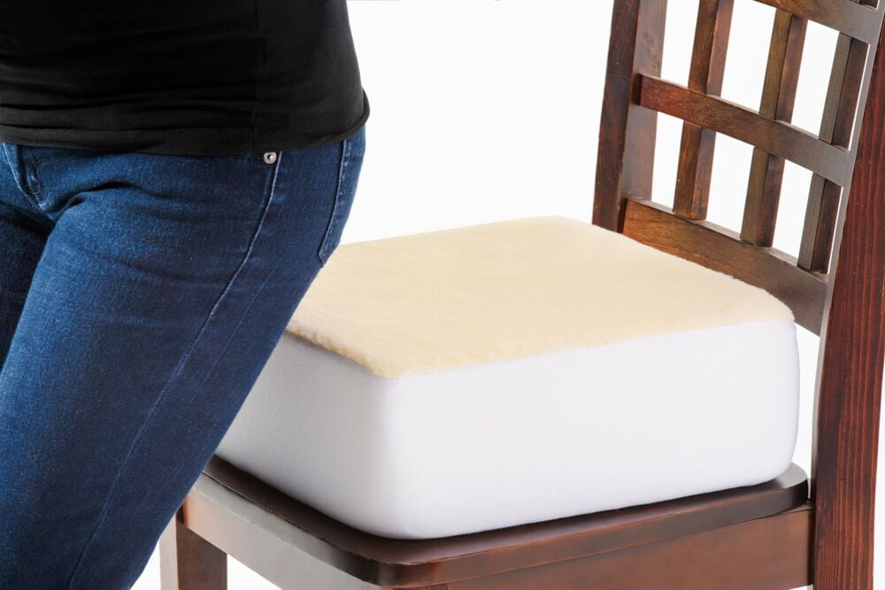 Comfort Finds Easy Rise Foam Chair Pad Cushion-Cream Sherpa, Back ...