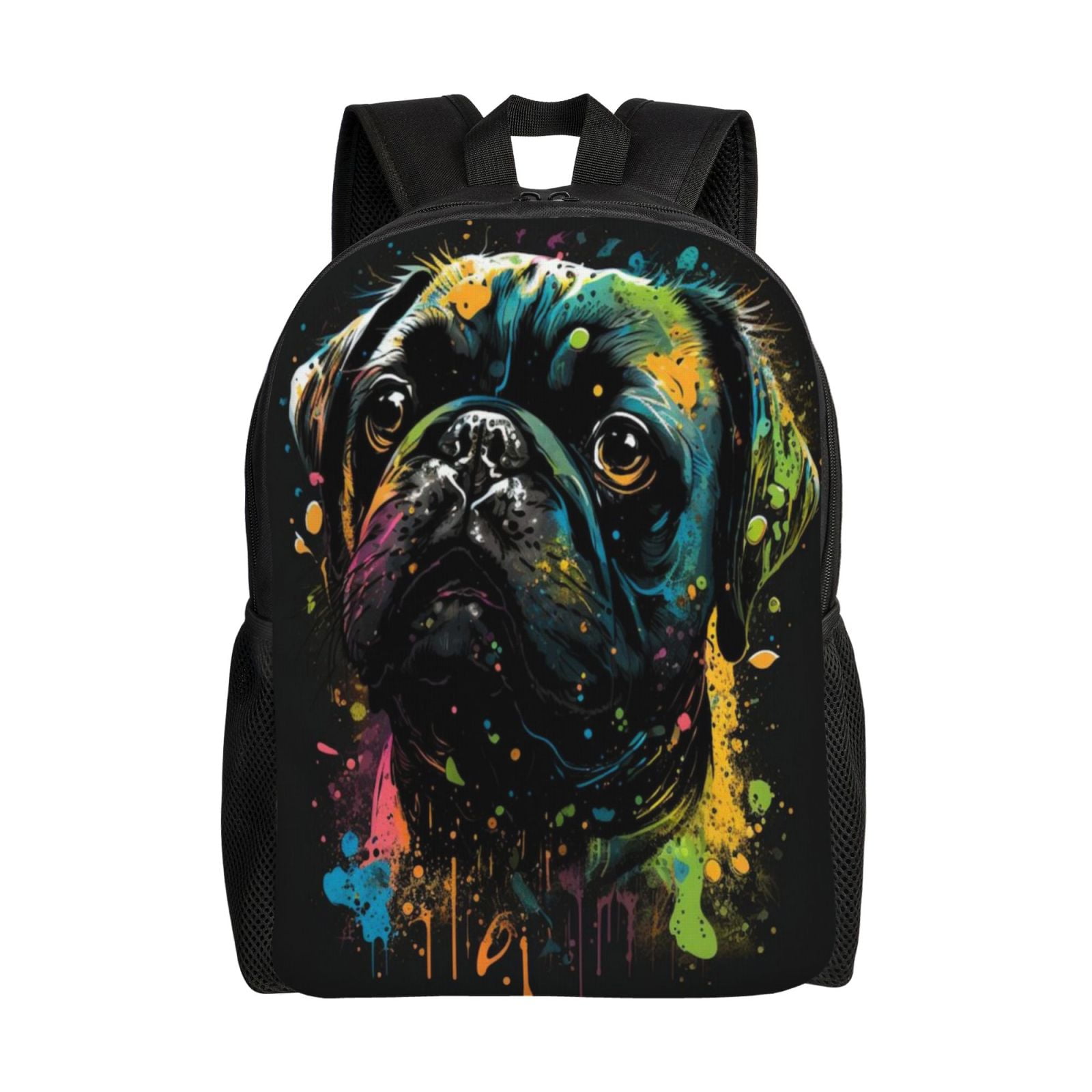 Comfort Fit Unisex Pug Colorful Art Backpack Great Design Durable For ...