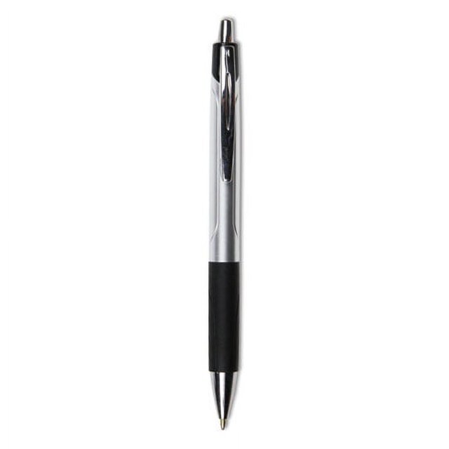 Comfort Grip Ballpoint Pen, Retractable, Medium 1 Mm, Black Ink, Silver ...