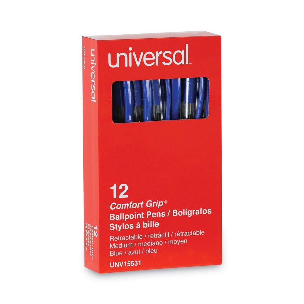 Comfort Grip Ballpoint Pen, Retractable, Medium 1 Mm, Blue Ink, Clear ...