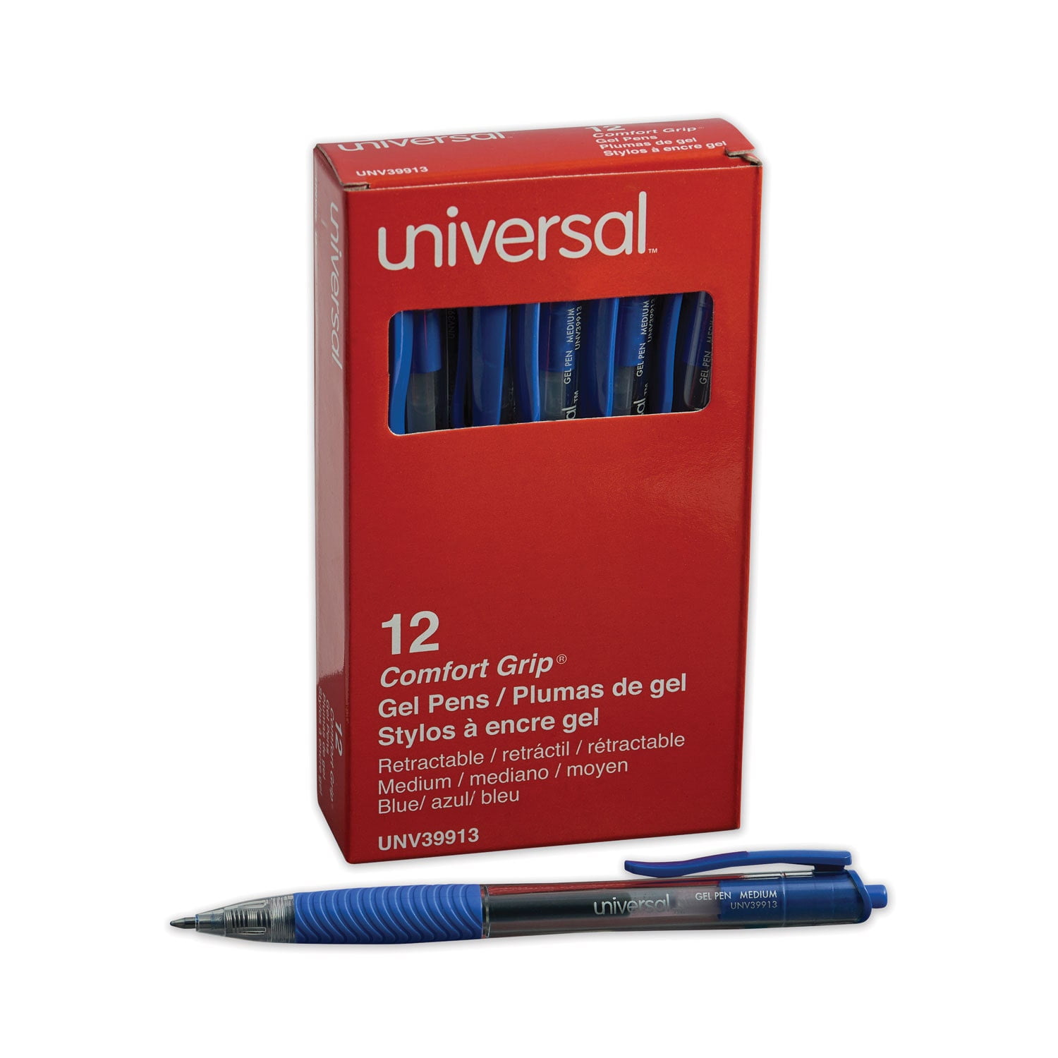 Comfort Grip Retractable Gel Pen, Medium 0.7mm, Blue Ink, Translucent ...
