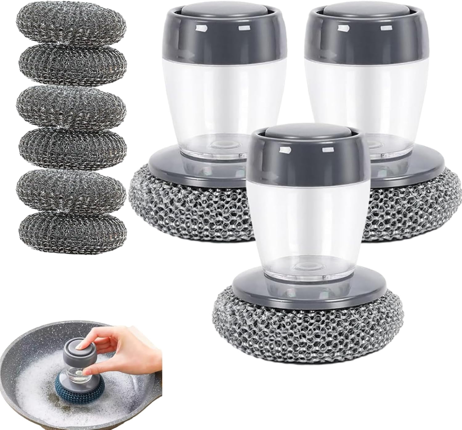 Comfort Grip Soap Dispensing Kitchen Scrub, Multifunctional Pressing ...