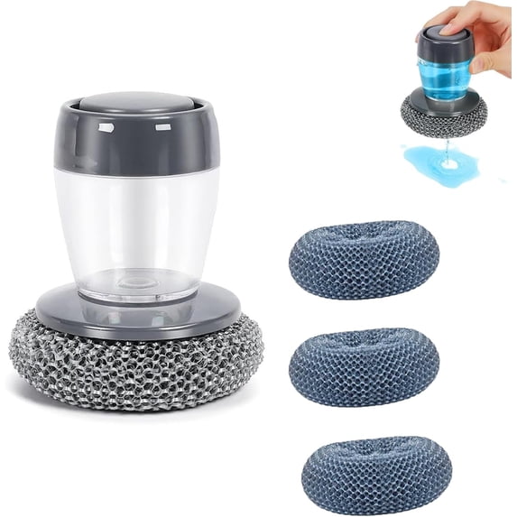 Comfort Grip Soap Dispensing Kitchen Scrub | with Replaceable Bristles ...