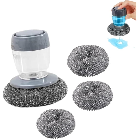 Comfort Grip Soap Dispensing Kitchen Scrub | with Replaceable Bristles ...