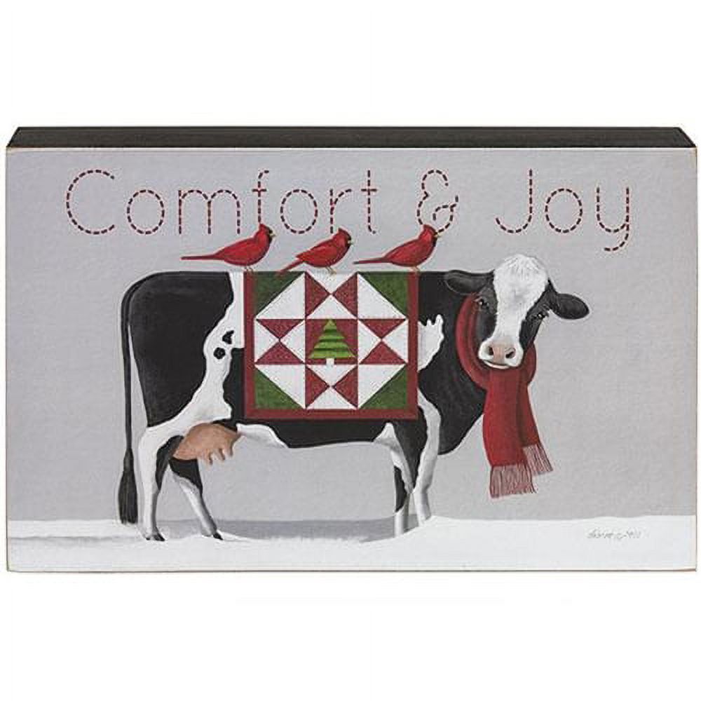 Comfort & Joy Patchwork Cow & Cardinals Box Sign - Walmart.com
