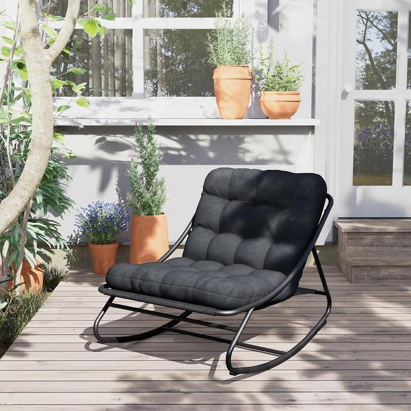 Comfort Large Rocking Chairs with Thick Cushion, GRAND PATIO E-Coated ...