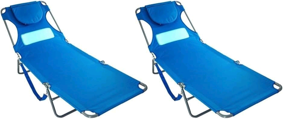 Comfort Lounger Face Down Sunbathing Chaise Lounge Beach Chair, (2 Pack ...