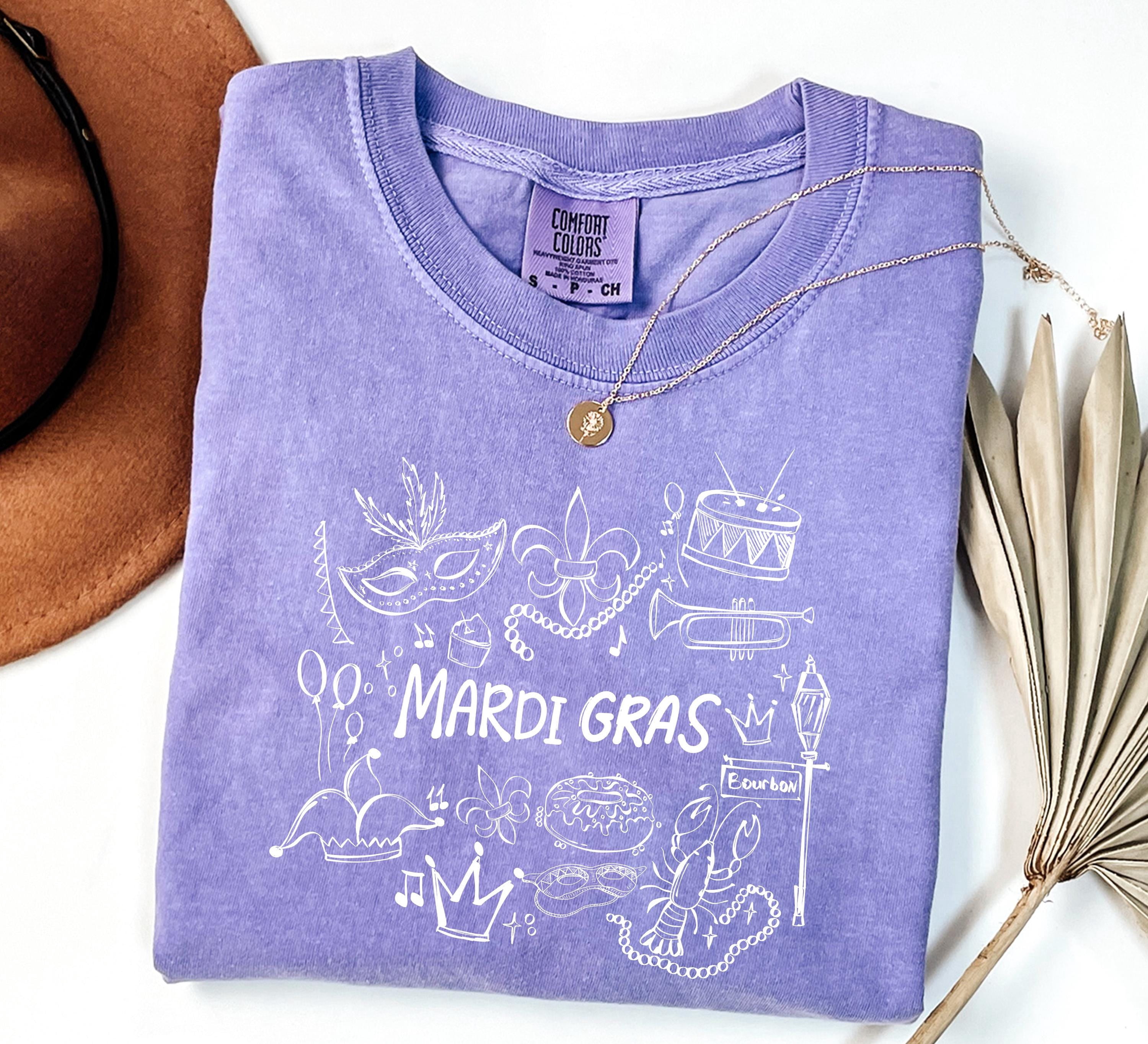 Comfort Mardi Gras Shirt, Mardi Gras Doodle Shirt, Doodle Lover Shirt ...