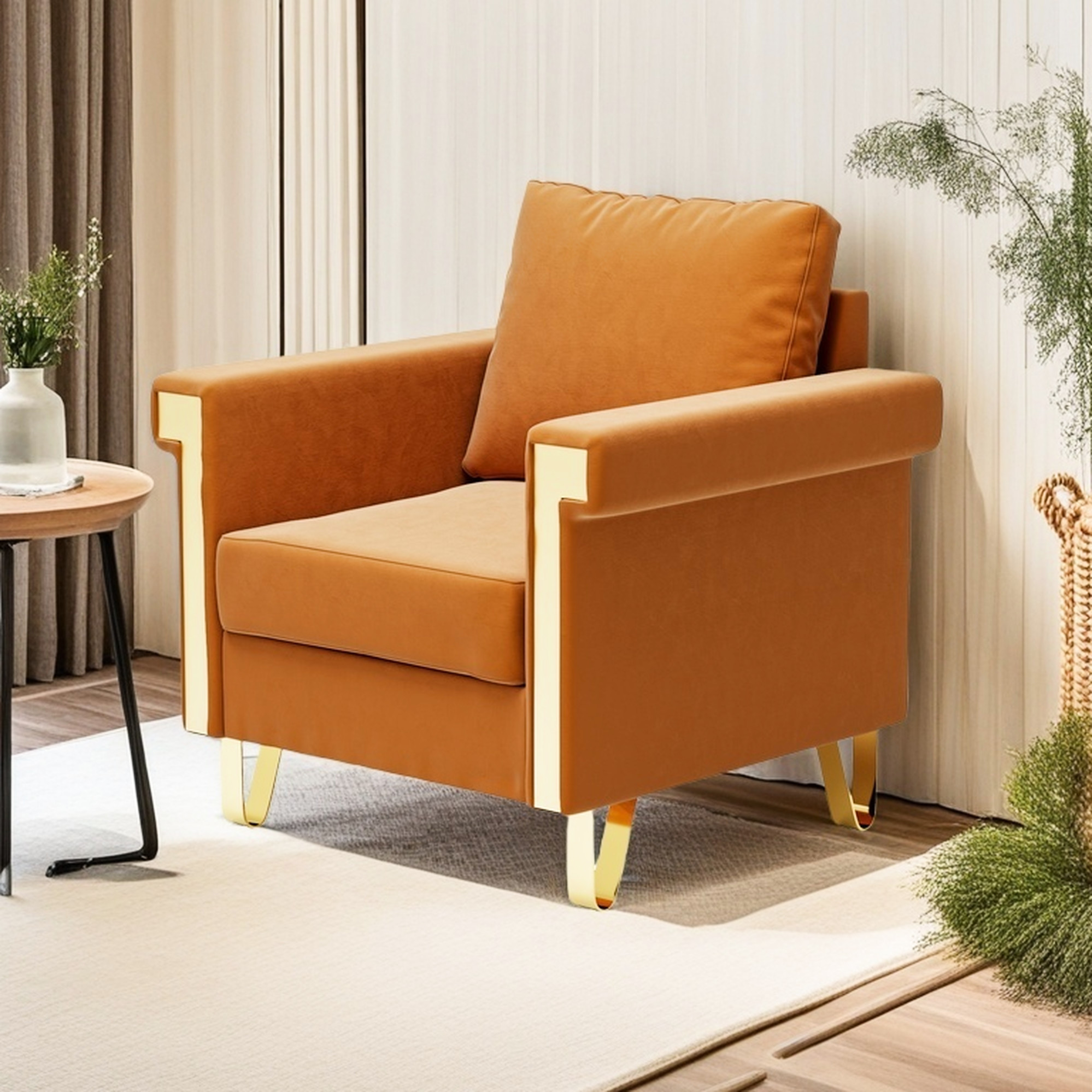 Comfort Orange Velvet Seating - Compressed Foam For Exceptional Support ...