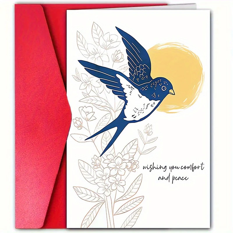 Comfort and Peace Greeting Card – Beautiful Bird Design with Vibrant ...