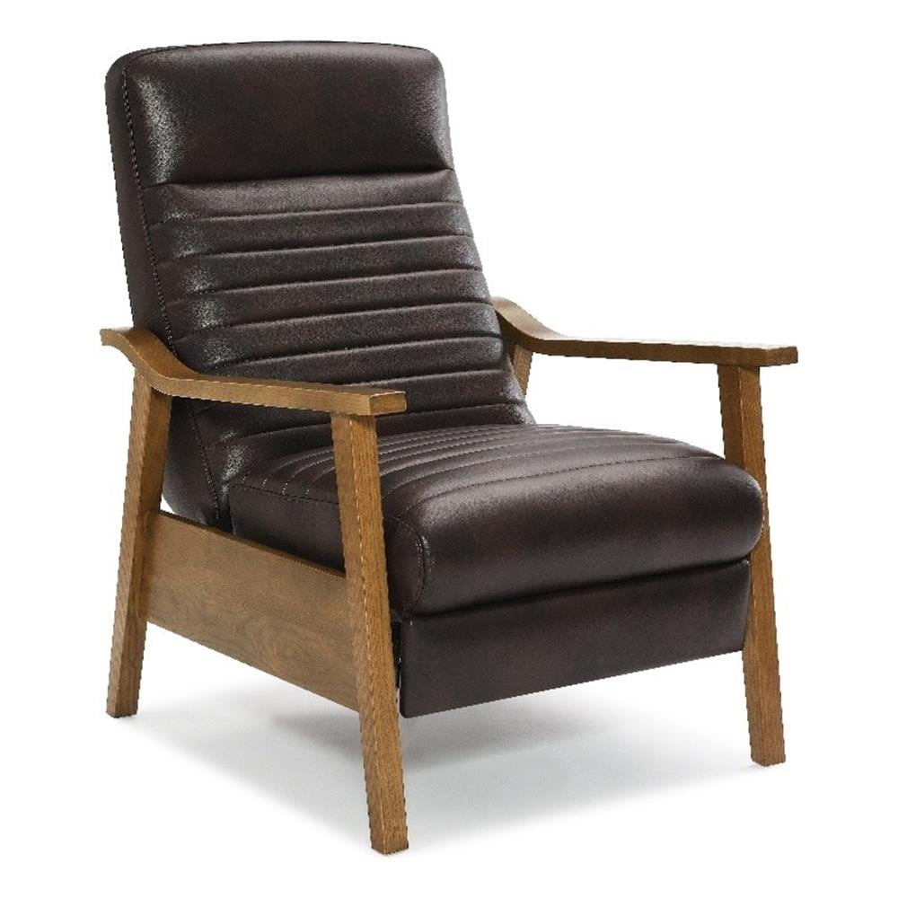 Comfort Pointe Arthur Wood Arm Push Back Recliner - Burnished Brown ...