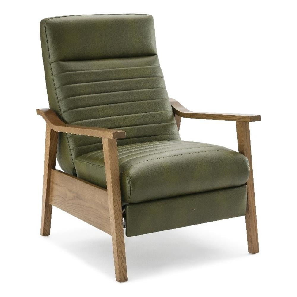 Comfort Pointe Arthur Fern Green Faux Leather Wood Arm Push Back ...