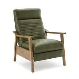 Fairview Top Grain Leather Push Back Recliner with Exposed Chestnut Brown Wood Arms Walmart