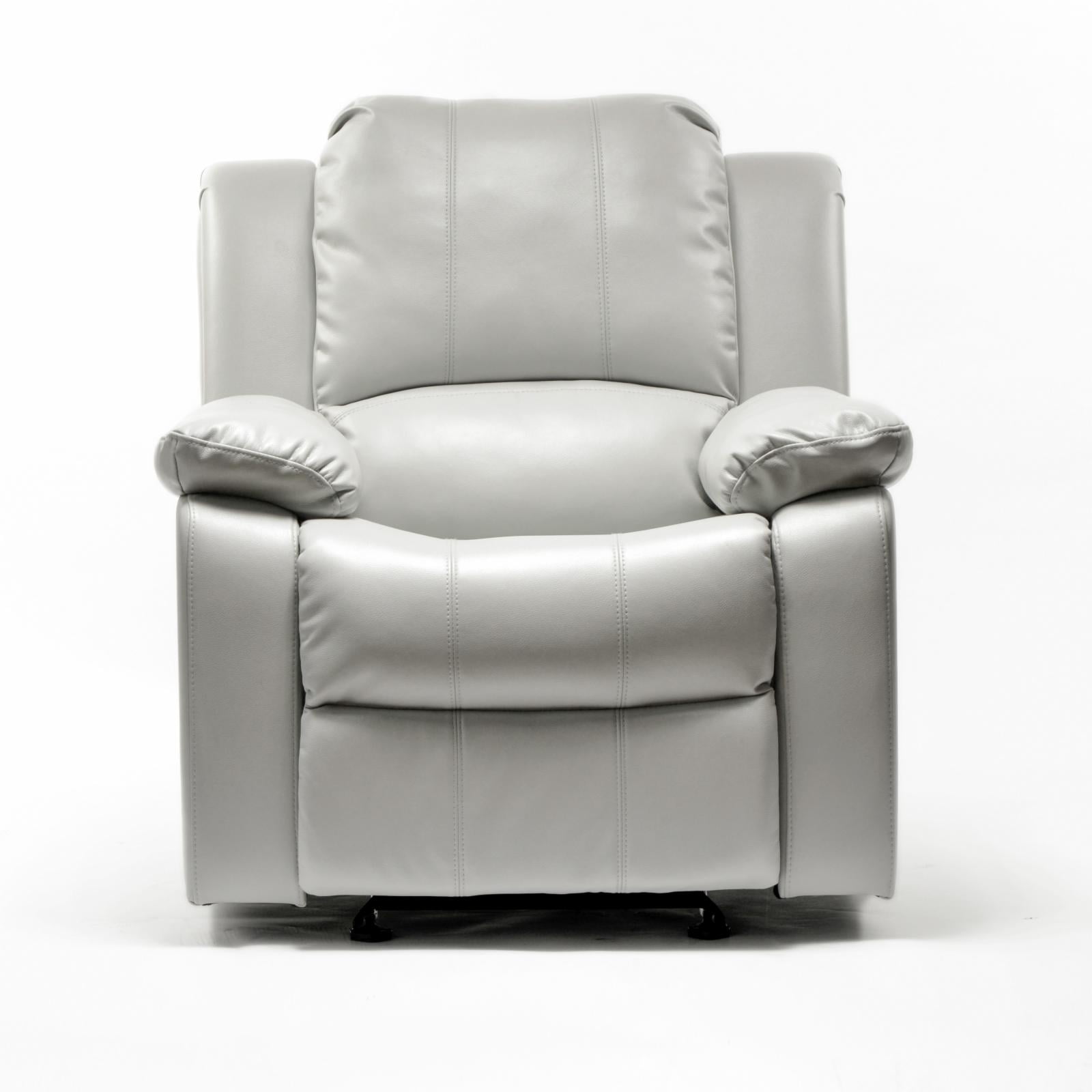 Comfort Pointe Clifton Rocking Self Reclining Dove White Faux Leather ...