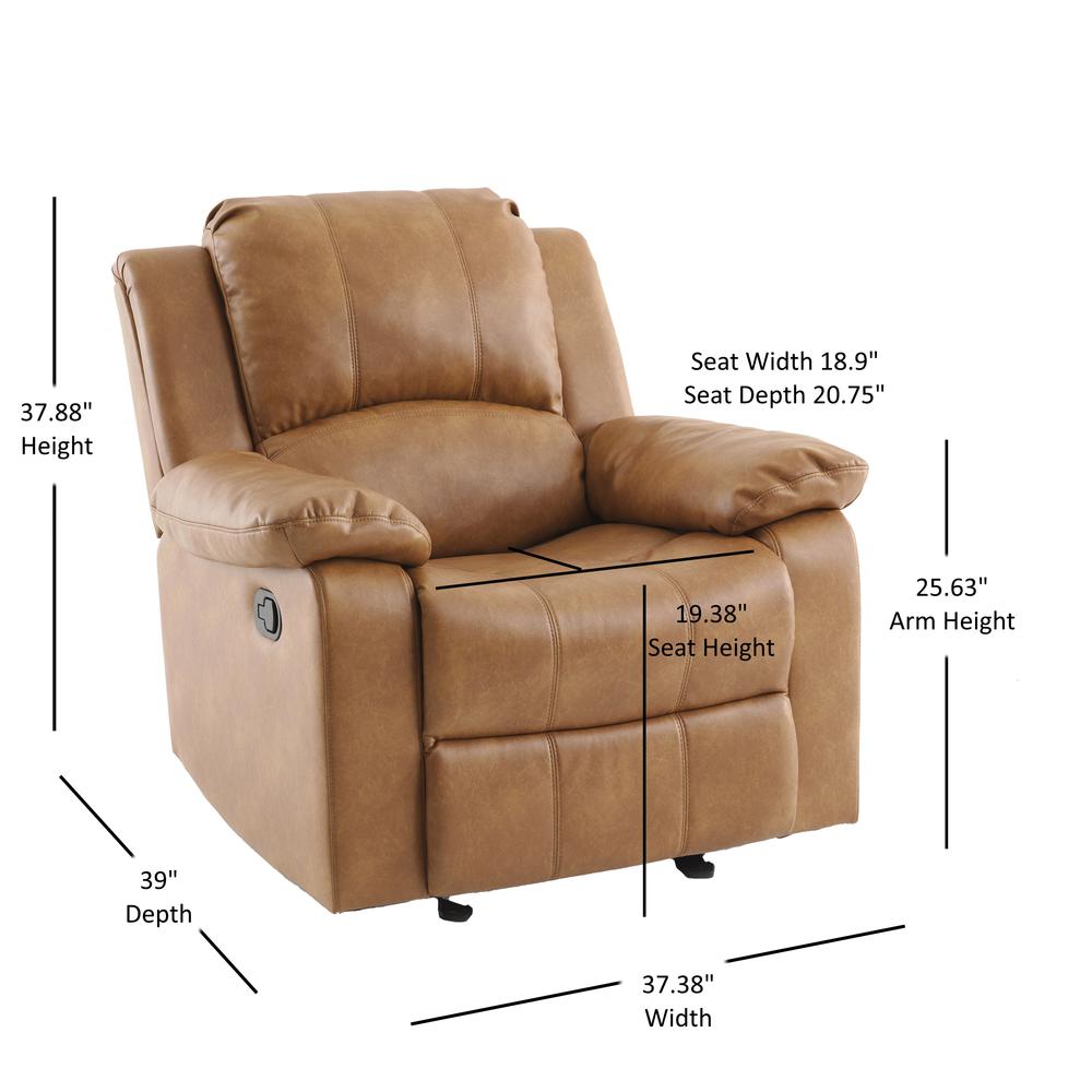 Comfort Pointe Clifton Saddle Brown Faux Leather Glider Rocker Recliner ...