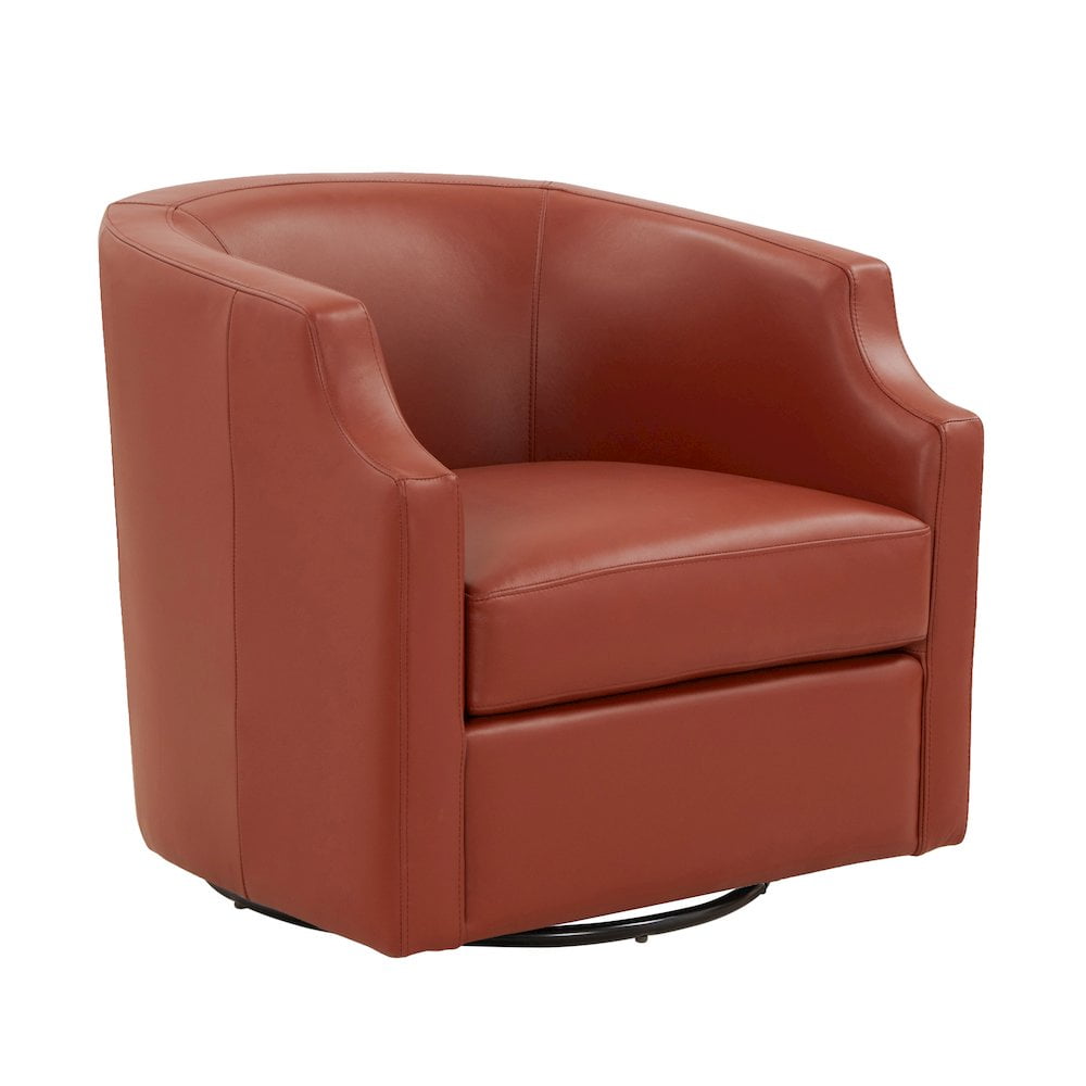 Comfort Pointe Caramel Top Grain Leather Swivel Glider Barrel Chair ...