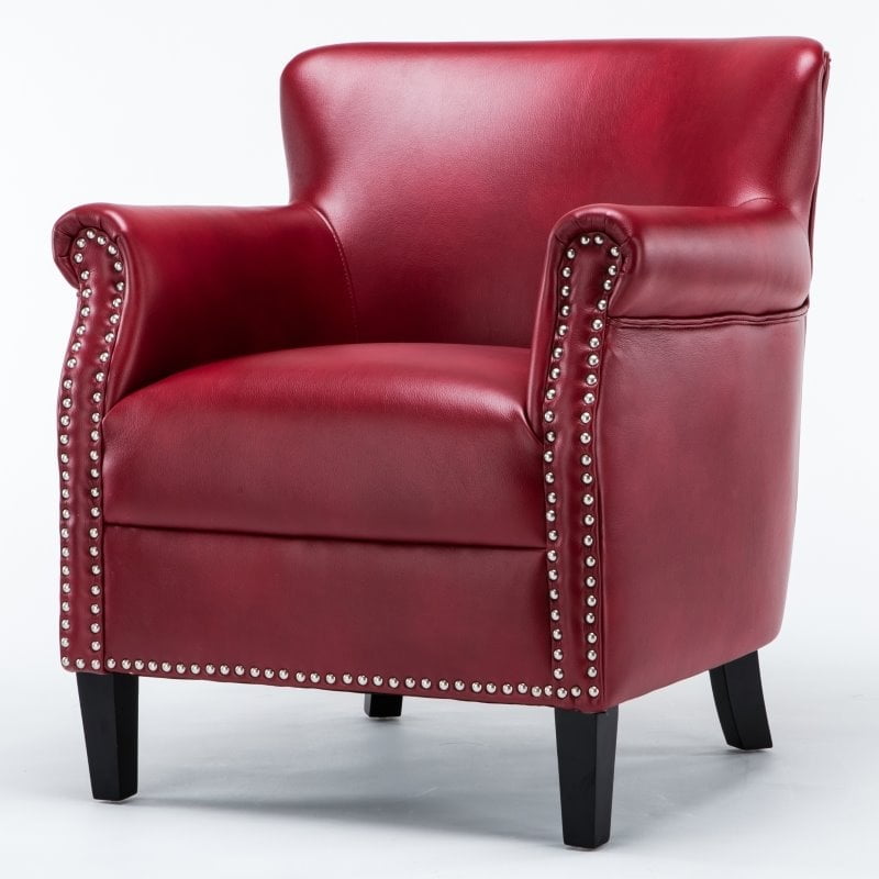 Comfort Pointe Holly Red Faux Leather Club Chair for Living Room with ...