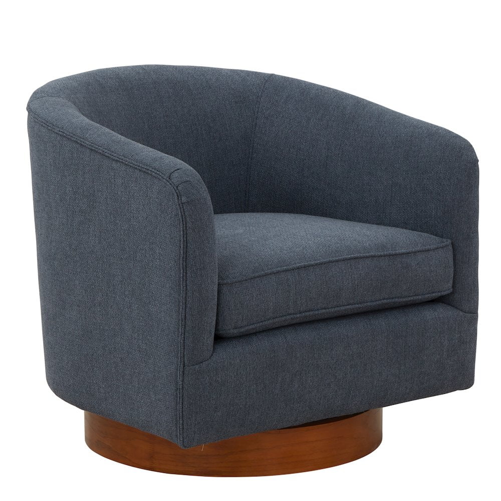 Comfort Pointe Muriel Blue Fabric Wood Base Swivel Accent Chair ...