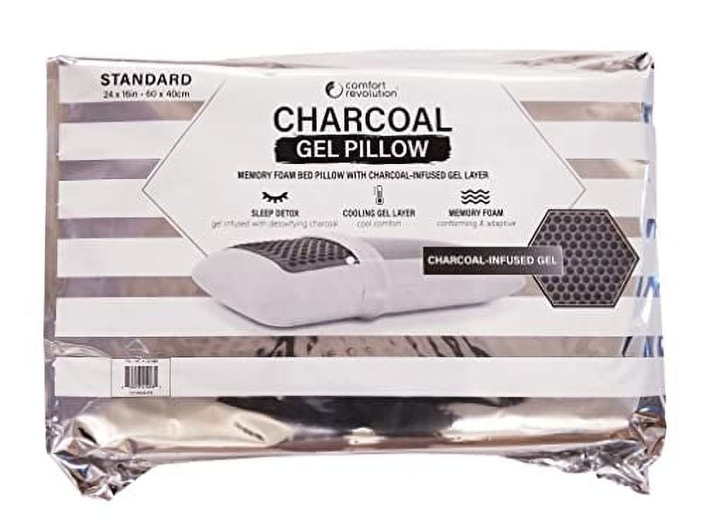 Comfort Revolution Charcoal-Infused Gel Memory Foam Bed Pillow Standard ...