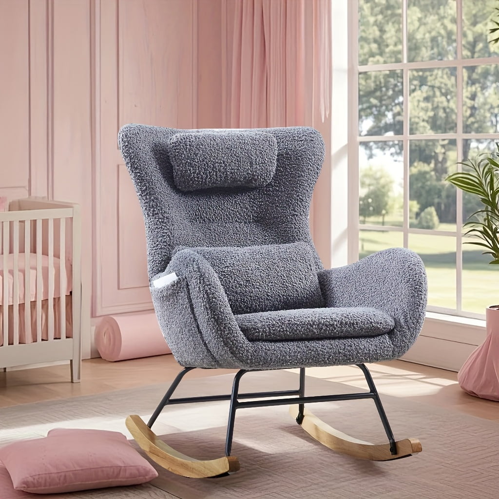 Comfort Rocking Chair with Headrest And High Back, Reinforced And ...