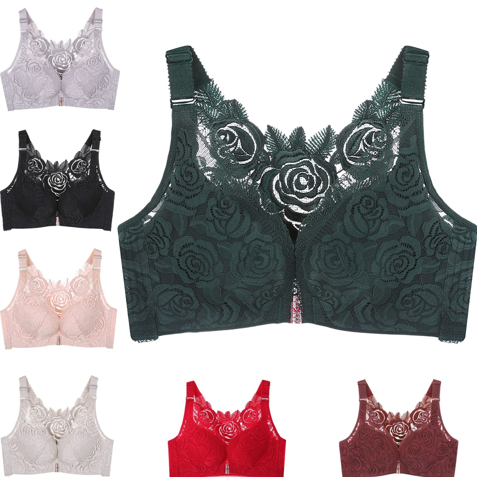 Comfort Rose Bra, Front Closure Lace Comfy No Wire Bras Push Up Wire ...