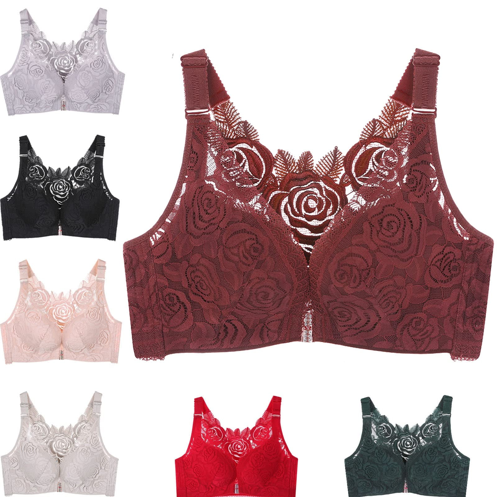 Comfort Rose Bra, Front Closure Lace Comfy No Wire Bras Push Up Wire ...