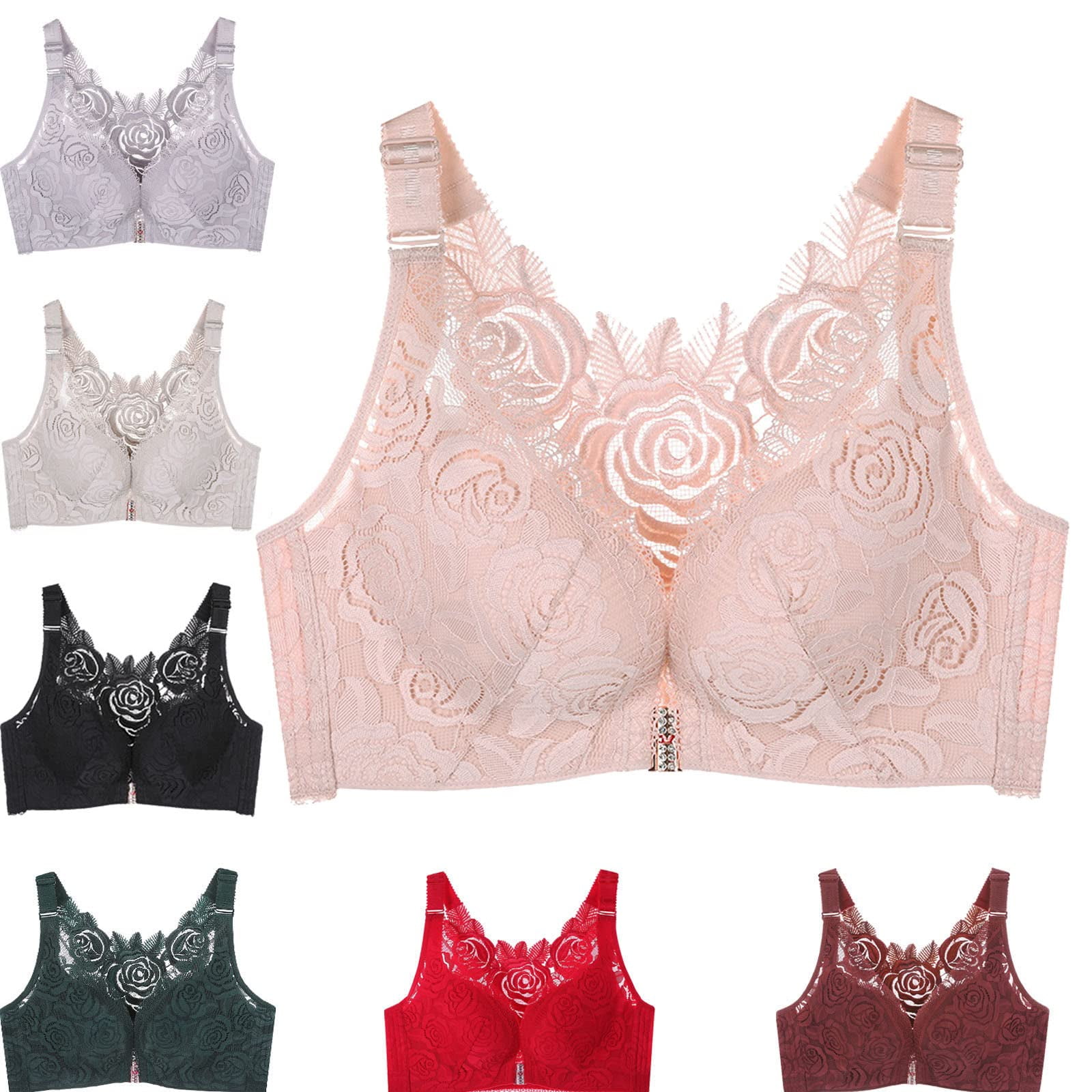 Comfort Rose Bra, Front Closure Lace Comfy No Wire Bras Push Up Wire ...