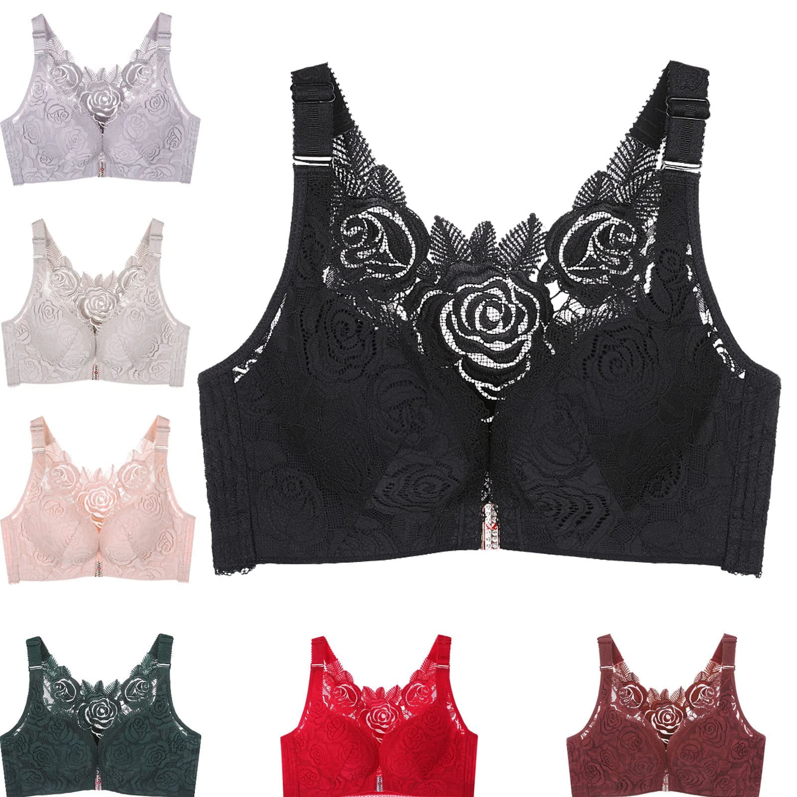 Comfort Rose Bra, Front Closure Lace Comfy No Wire Bras Push Up Wire ...
