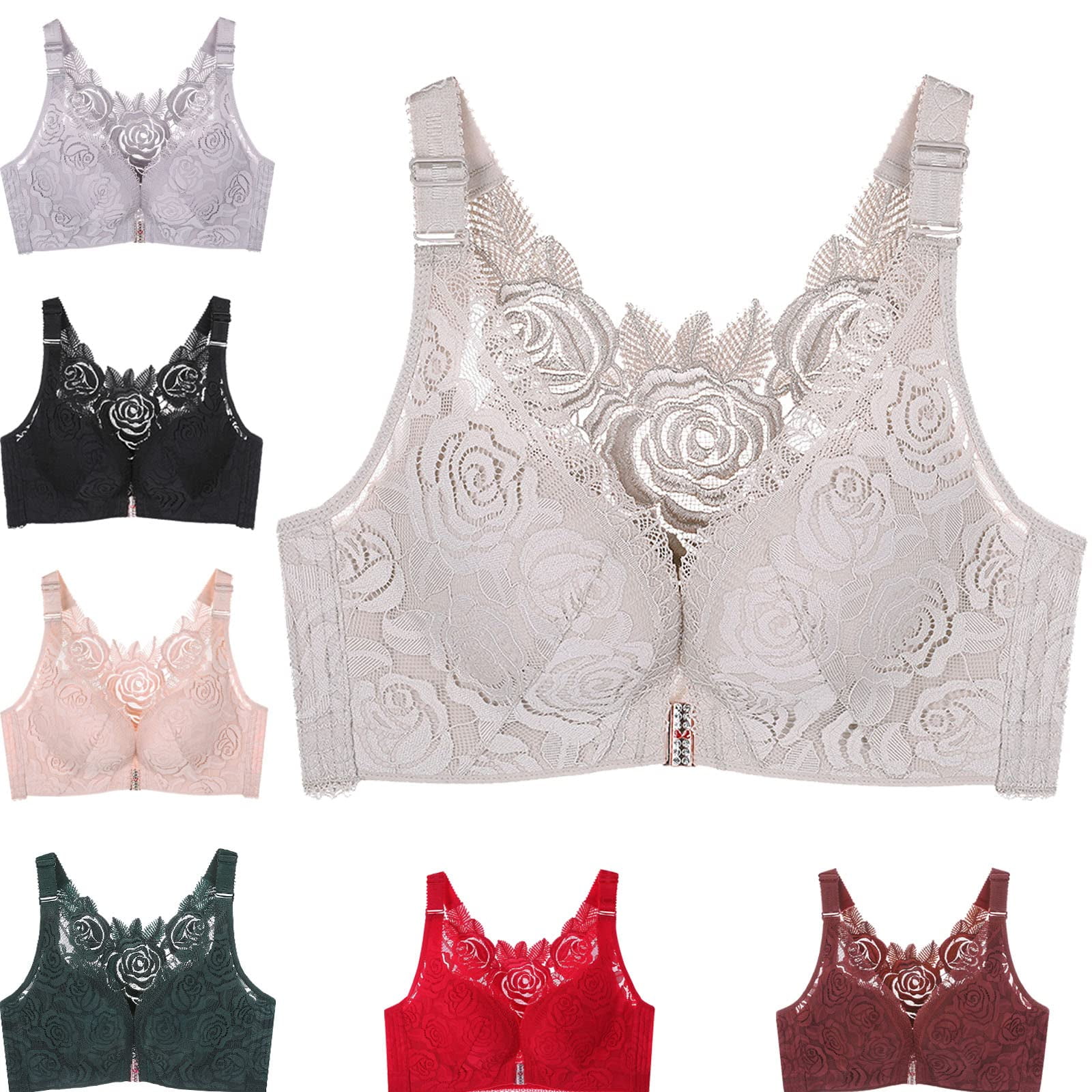 Comfort Rose Bra, Front Closure Lace Comfy No Wire Bras Push Up Wire ...
