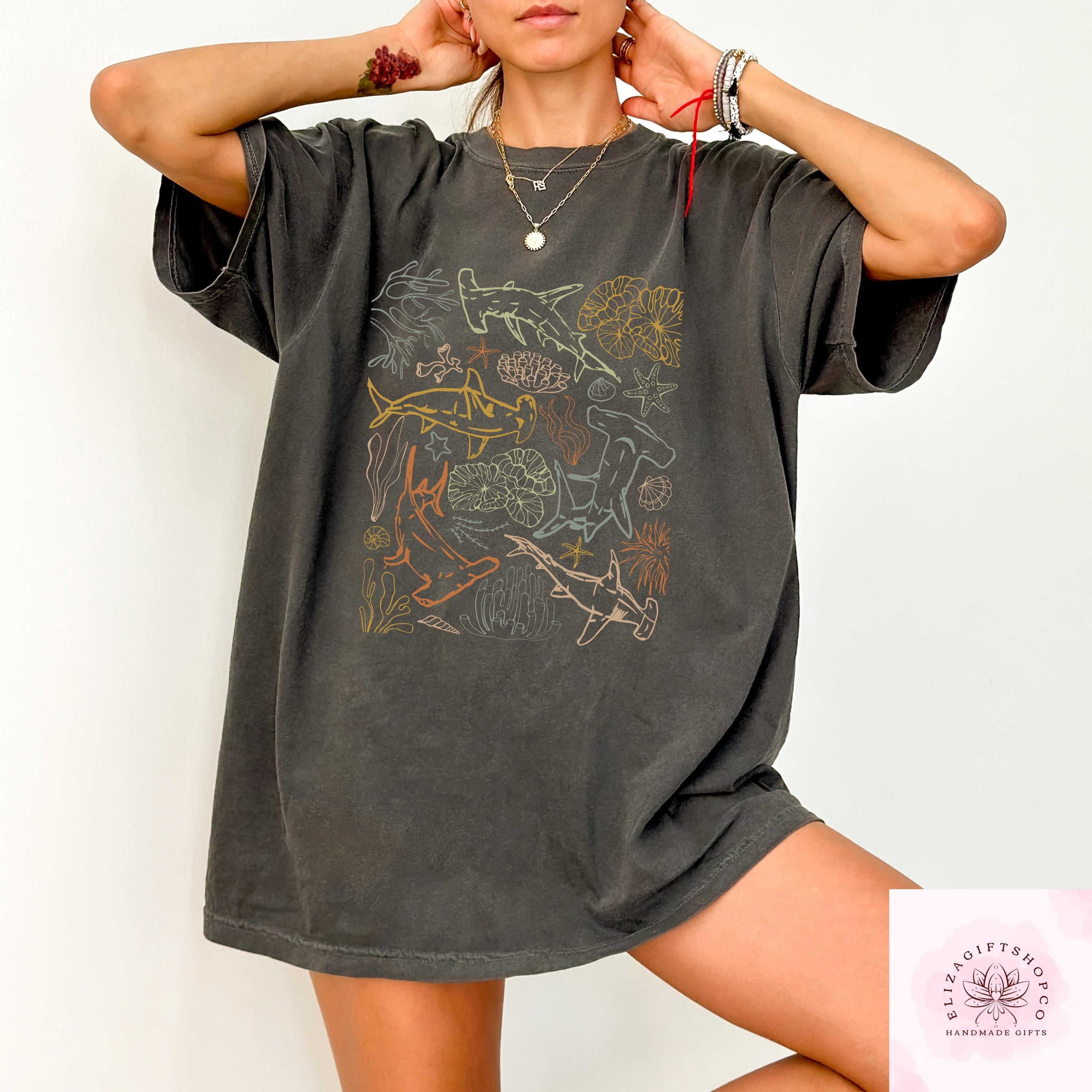 Comfort Shark Boho Shirt, Graphic Shark Tshirt, Marine Biologist Gift ...