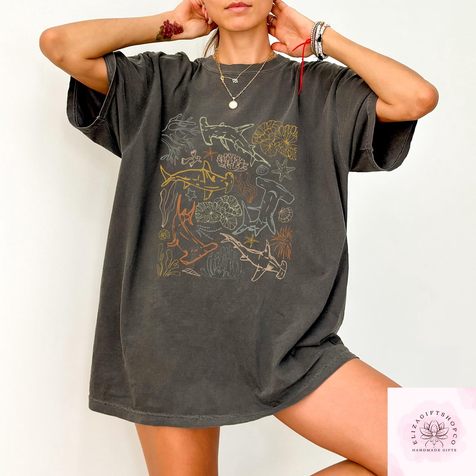 Comfort Shark Boho Shirt, Graphic Shark Tshirt, Marine Biologist Gift ...