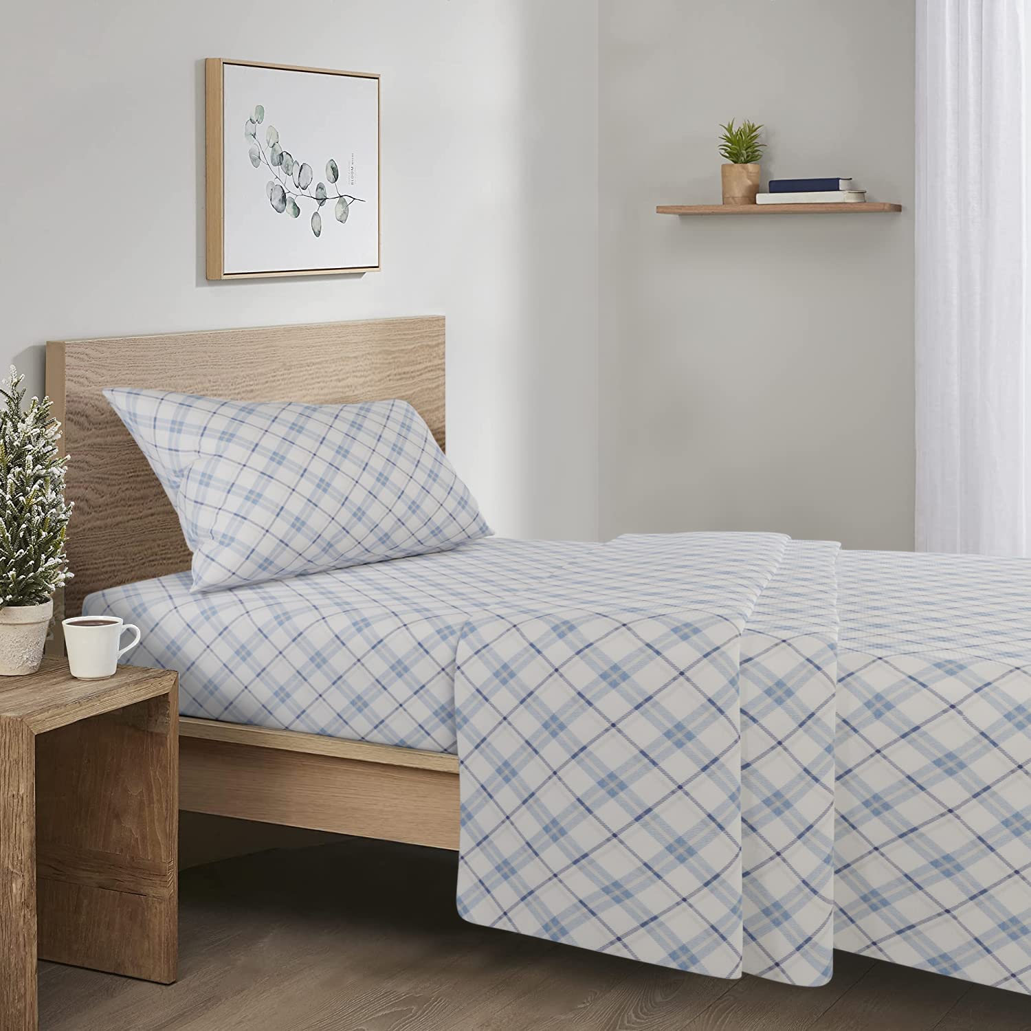 Payton Blue Plaid 3-piece Sheet Set Twin - Walmart.com