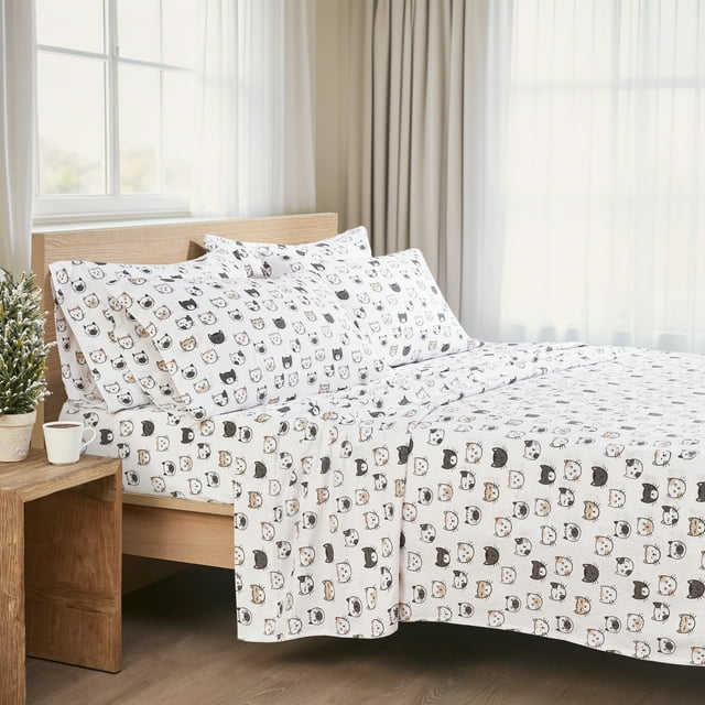 Comfort Spaces Queen Size Cotton Flannel Sheet Set, 4-Piece Deep Pocket ...