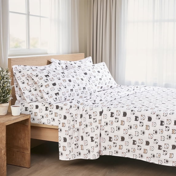 Comfort Spaces Flannel Full Size Sheets Bed Set, 100% Cotton Flannel ...