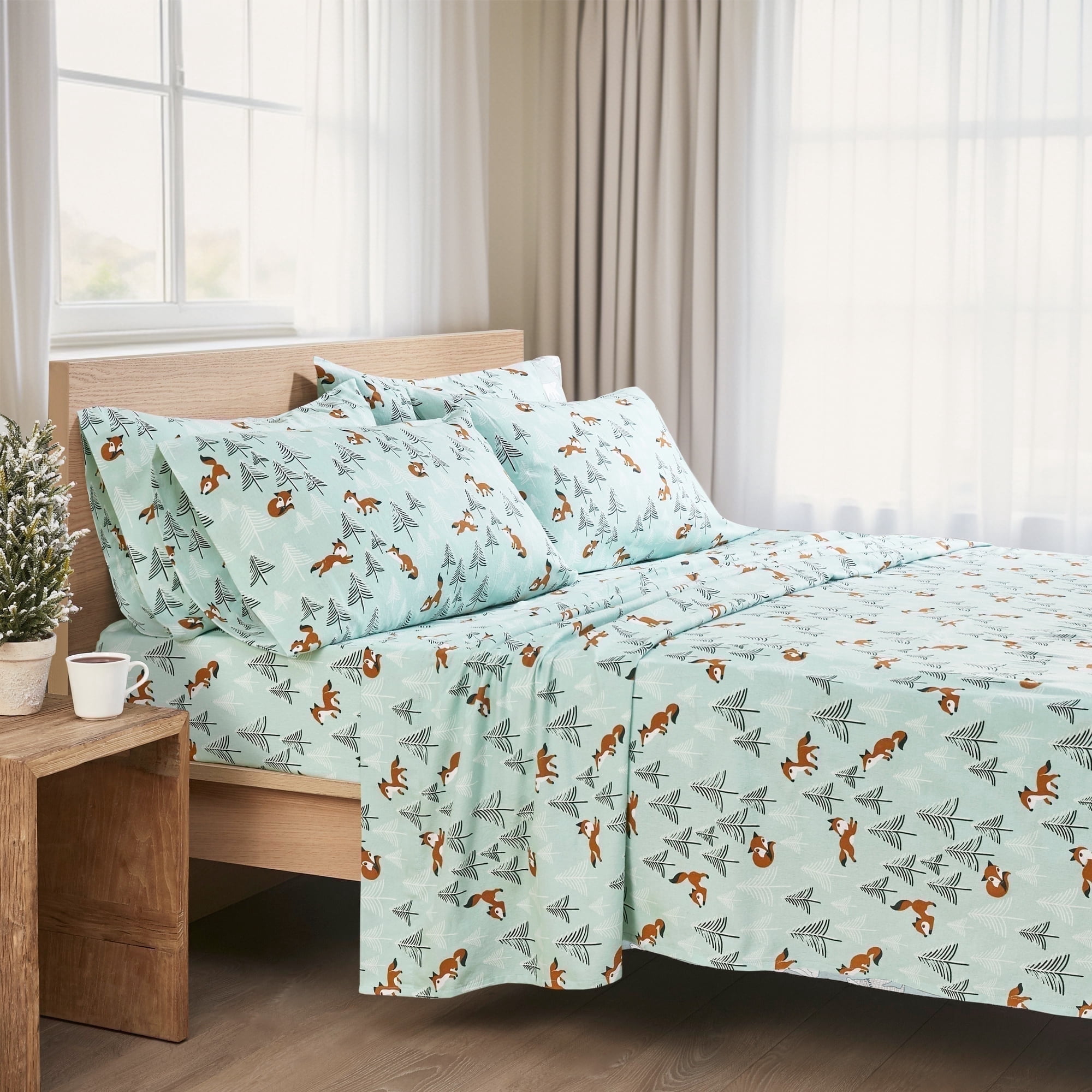 Comfort Spaces Flannel Sheets Queen W/ Pocket, 100% Cotton, Novalty ...