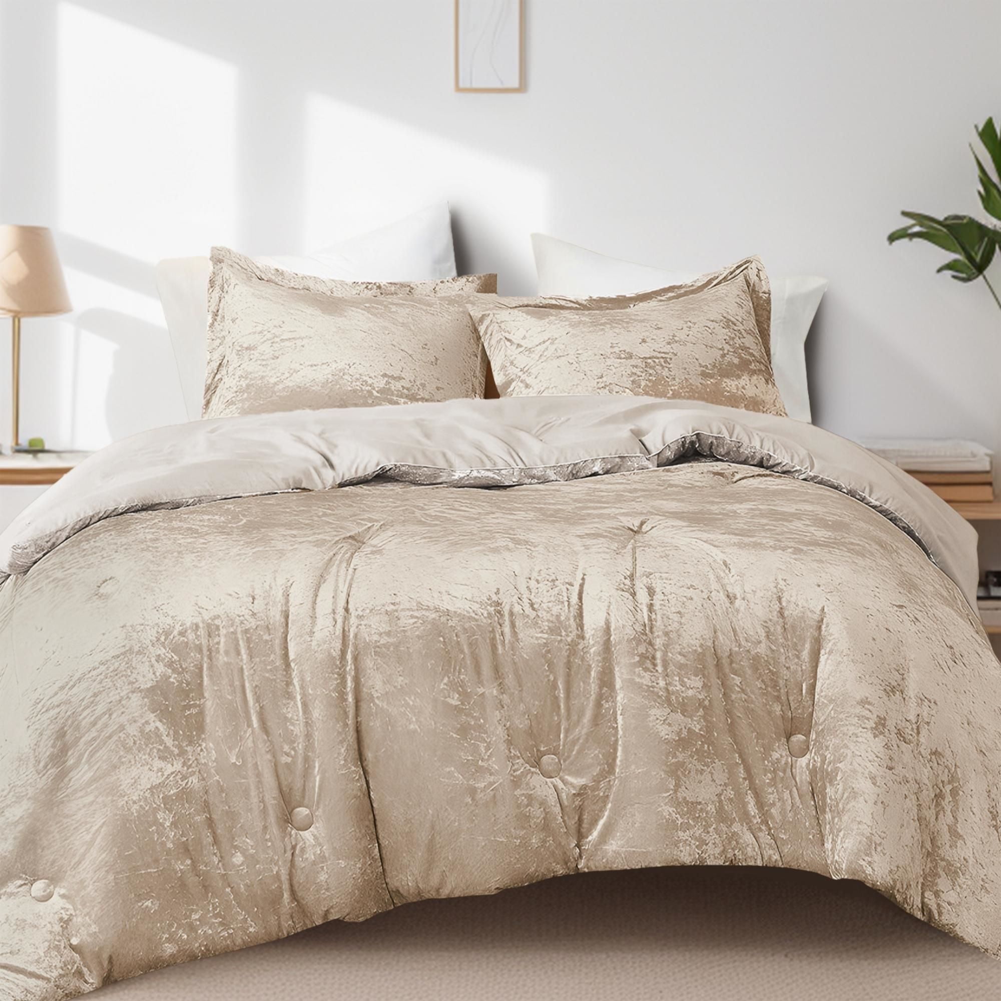 Comfort Spaces Soft Full/Queen Velvet Comforter Set, 3-Piece Luxe All ...