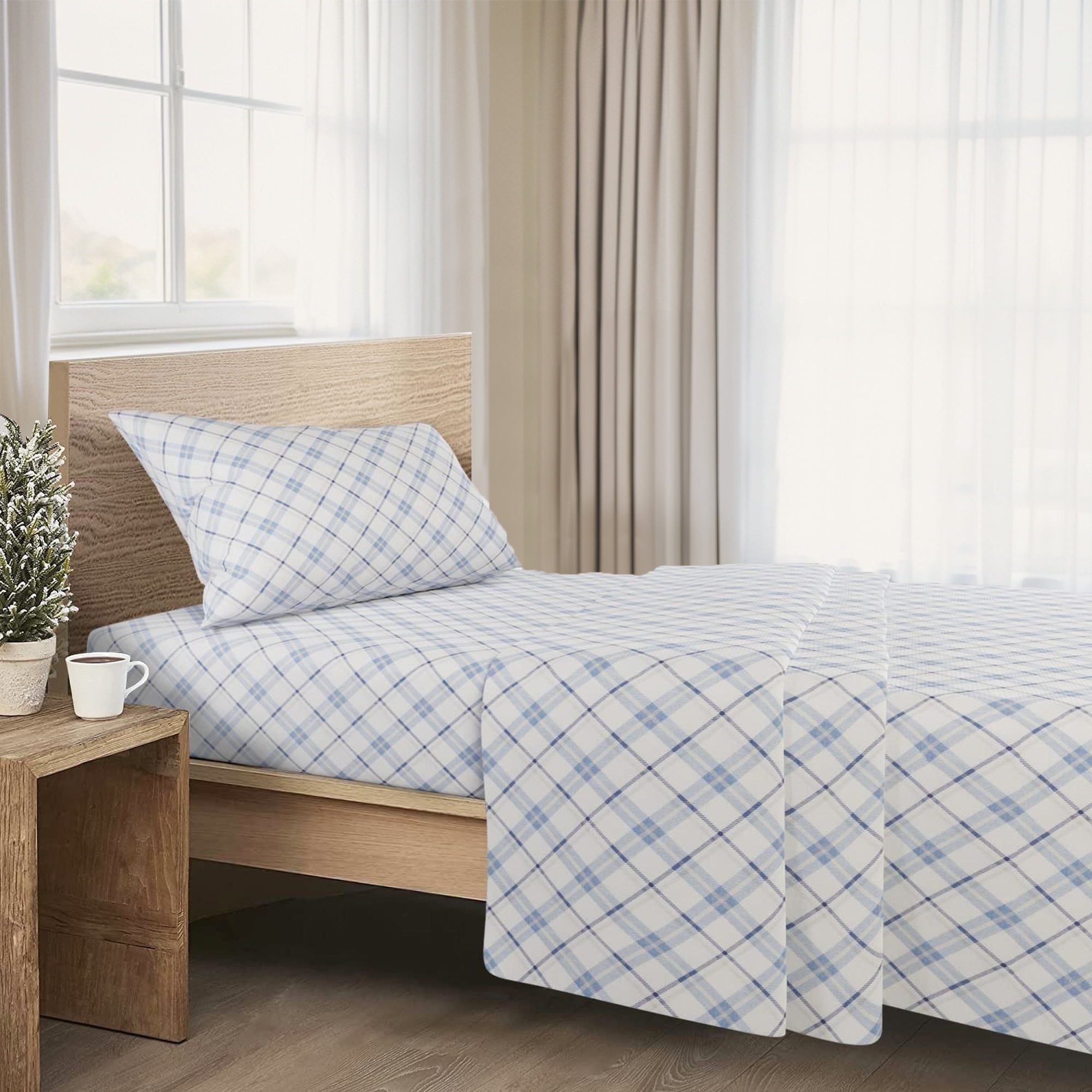 Comfort Spaces Full Sheet Set, Flannel Bed Sheets Full, 100% Cotton Bed ...