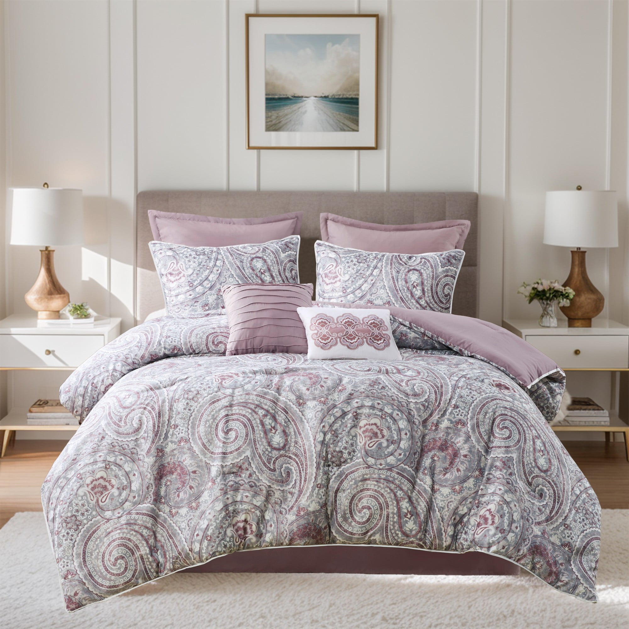 Comfort Spaces Cal King Size Comforter Set, 8-Piece Paisley Bedding Set ...