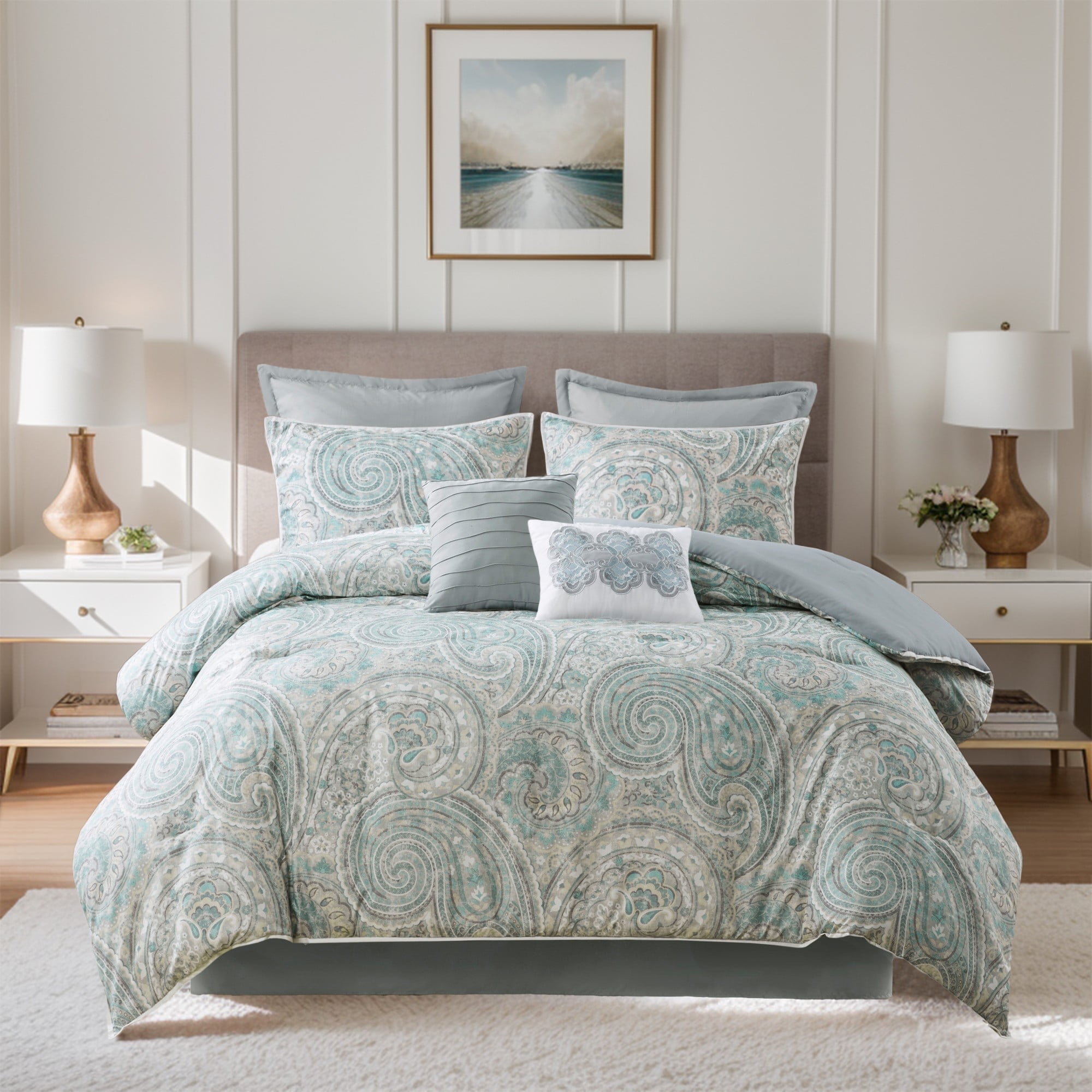 Comfort Spaces Kashmir California King Comforter Set, Floral Print ...