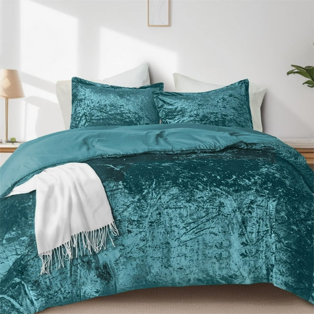 Comfort Spaces Luxurious Velvet King Comforter Set, All Season, Teal, 3 ...